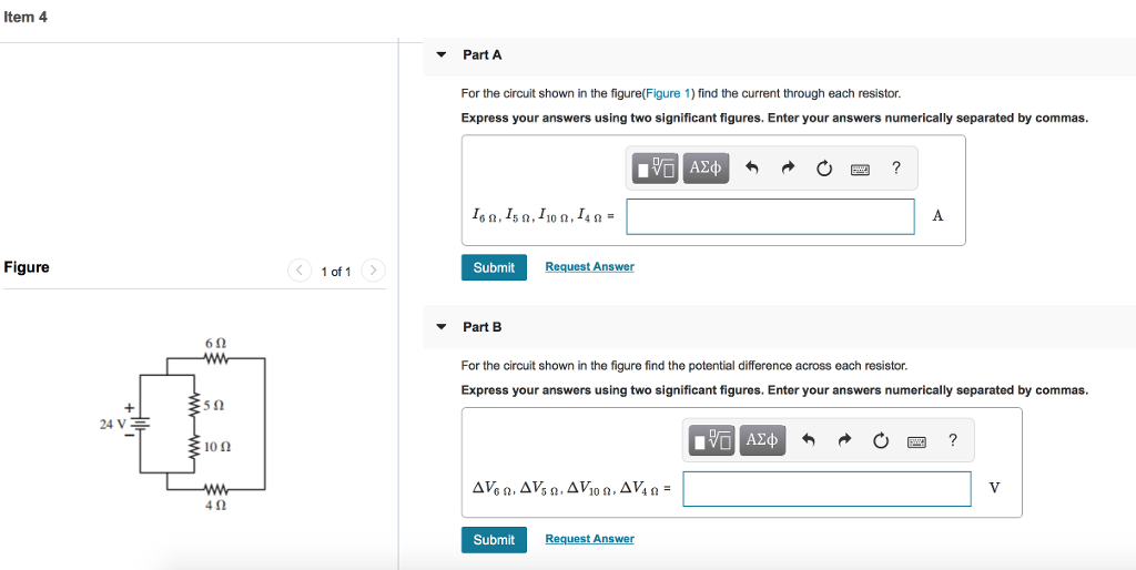 Solved Item 4 Part A For the circuit shown in the | Chegg.com