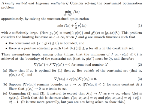 (2) (Penalty method and Lagrange multipliers) | Chegg.com