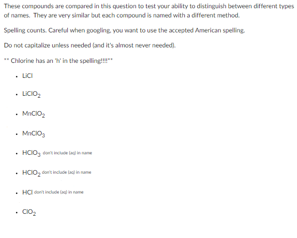Solved Name the 4 compounds below. Spelling counts. Careful | Chegg.com