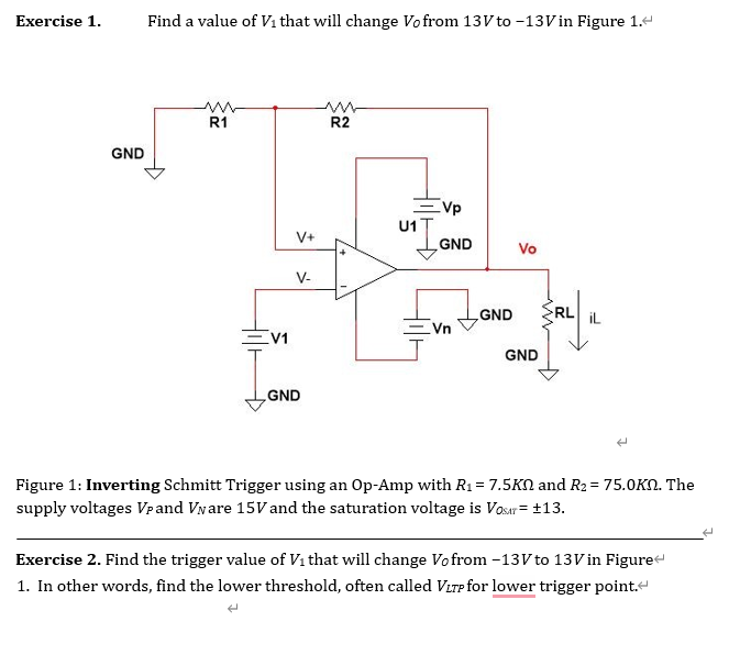 Solved Exercise 1. Find a value of V1 that will change V0 | Chegg.com