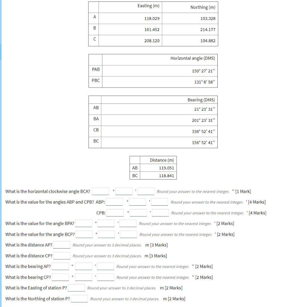 Solved In a resection problem, two horizontal clockwise | Chegg.com