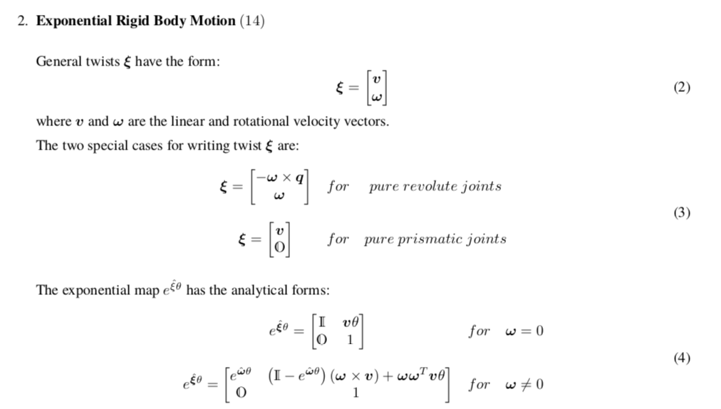 2. Exponential Rigid Body Motion (14) General twists | Chegg.com