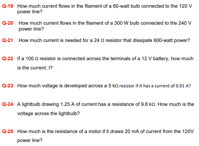 Solved Q-19 How much current flows in the filament of a | Chegg.com