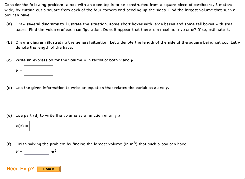 Solved Consider the following problem: a box with an open | Chegg.com
