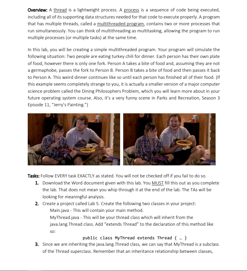 Overview: A thread is a lightweight process. A | Chegg.com