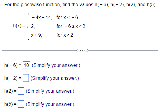 Solved For the piecewise function, find the values | Chegg.com