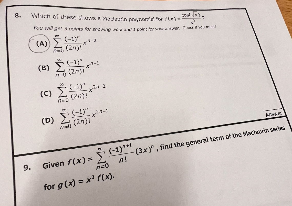 Solved 2. Recall that the Maclaurin series for ex is given | Chegg.com