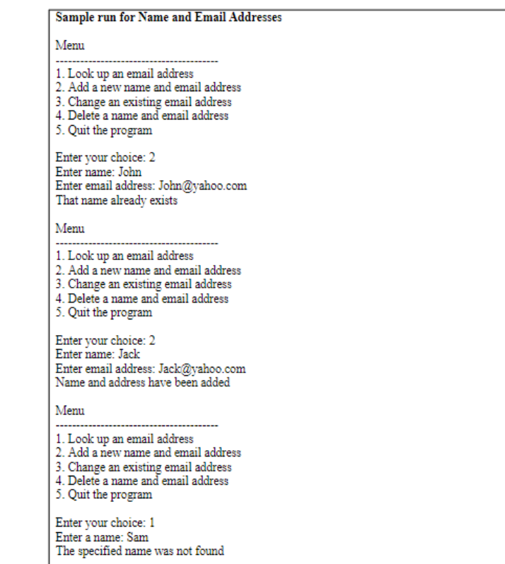 Solved The program should display a menu that lets the user | Chegg.com