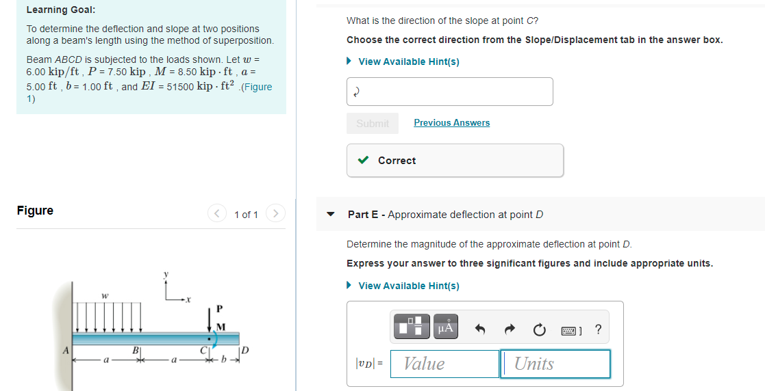 Solved Part A - Deflection at point C Learning Goal: To | Chegg.com
