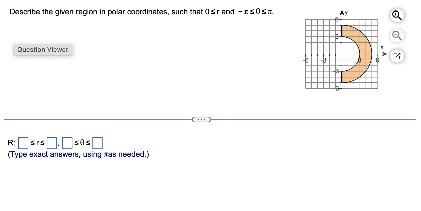 Solved Describe the given region in polar coordinates, such | Chegg.com