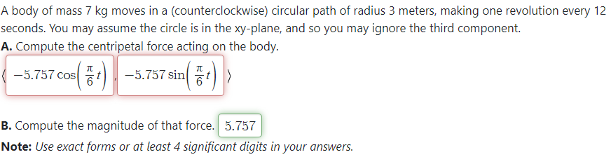 Solved A body of mass 7kg ﻿moves in a (counterclockwise) | Chegg.com