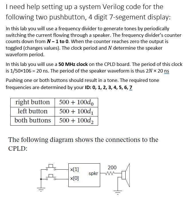 I need help setting up a system Verilog code for the | Chegg.com