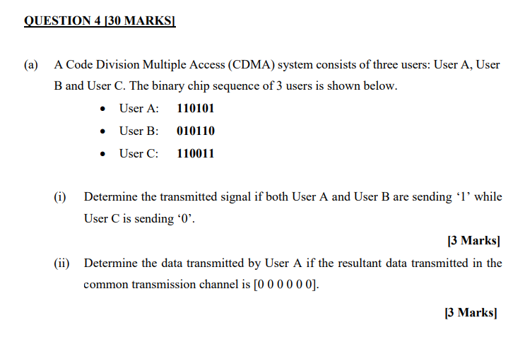 Solved A Code Division Multiple Access (CDMA) system | Chegg.com