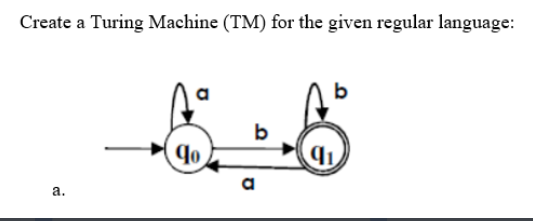 Solved Create a Turing Machine (TM) for the given regular | Chegg.com