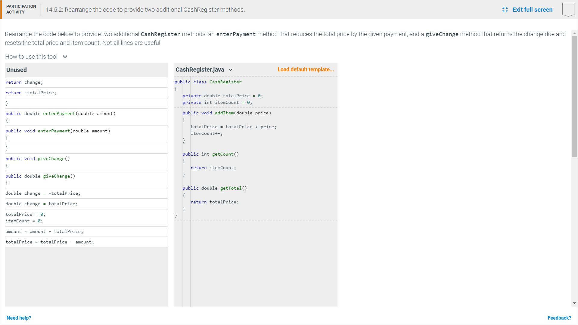 Solved Rearrange the code below to provide two additional | Chegg.com