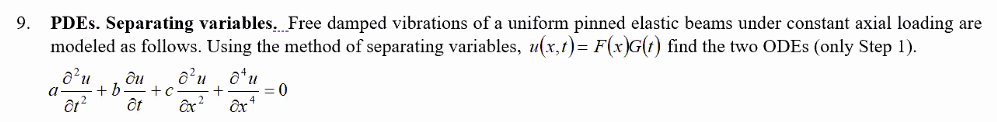 Solved 9. PDEs. Separating variables. Free damped vibrations | Chegg.com