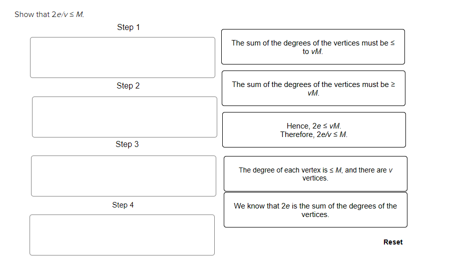 Solved Show that 2e/v≤M. Step 4 We know that 2e is the sum | Chegg.com