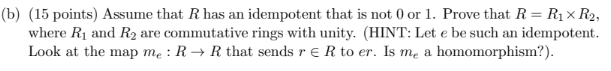 Solved 1. Let R be a commutative ring with unity. Recall | Chegg.com