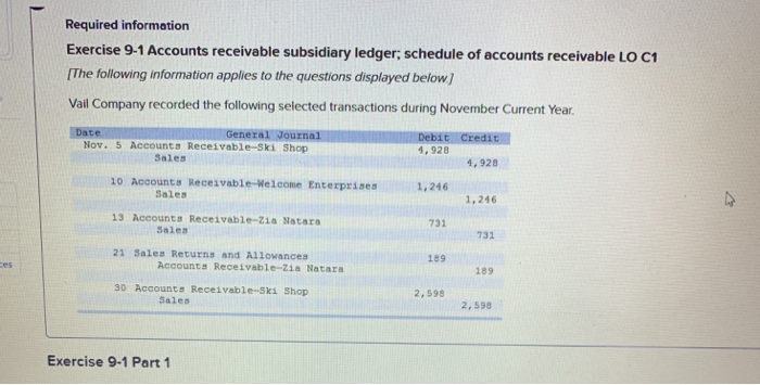 Solved Required information Exercise 9-1 Accounts receivable | Chegg.com