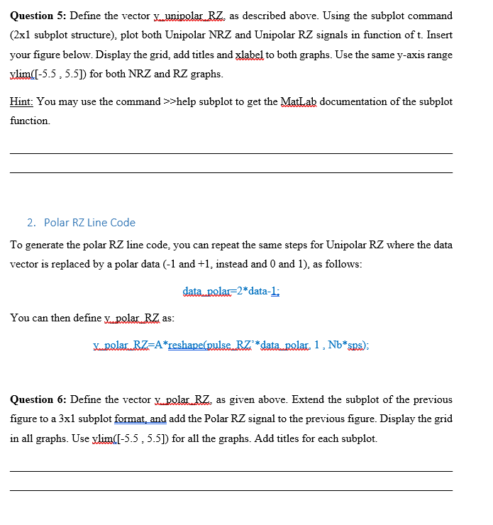 Solved III. RZ Signaling: Unipolar and Polar Line Codes In | Chegg.com