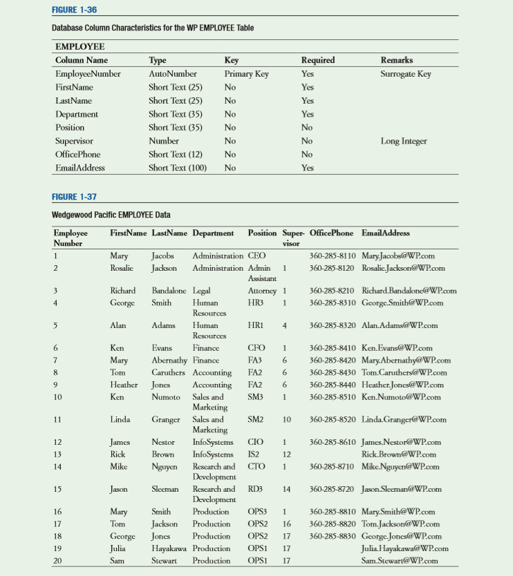 Create Microsoft Access database based off the | Chegg.com