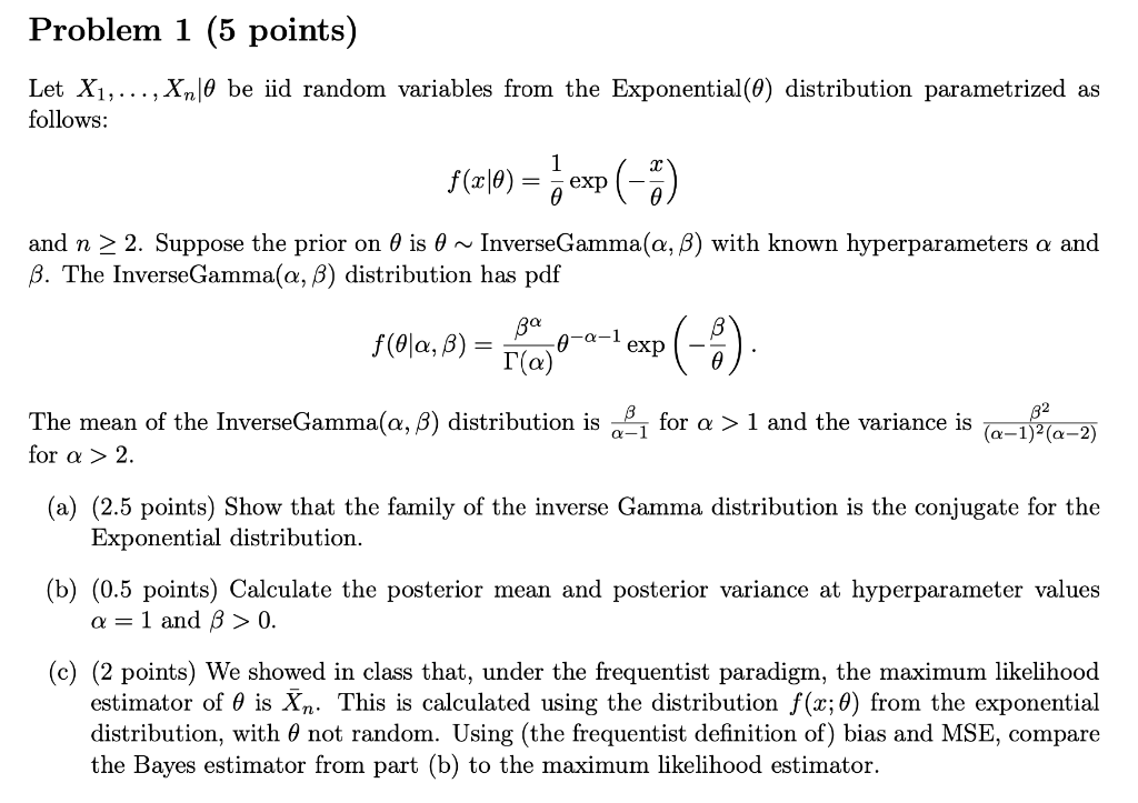 Solved Let X1,…,Xn∣θ be iid random variables from the | Chegg.com
