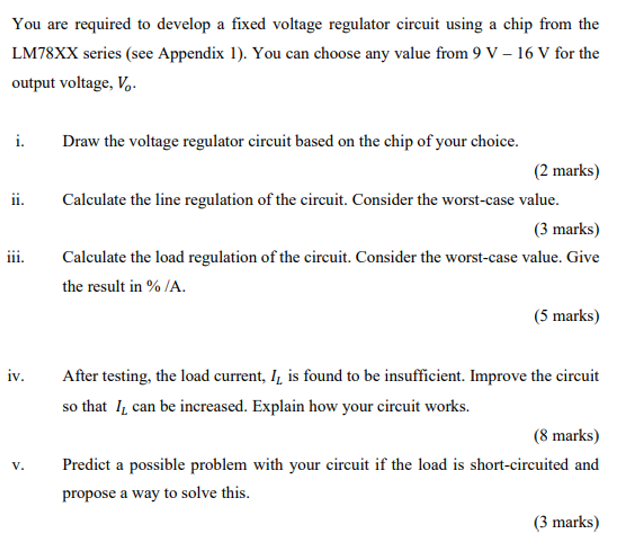 Solved You are required to develop a fixed voltage regulator | Chegg.com