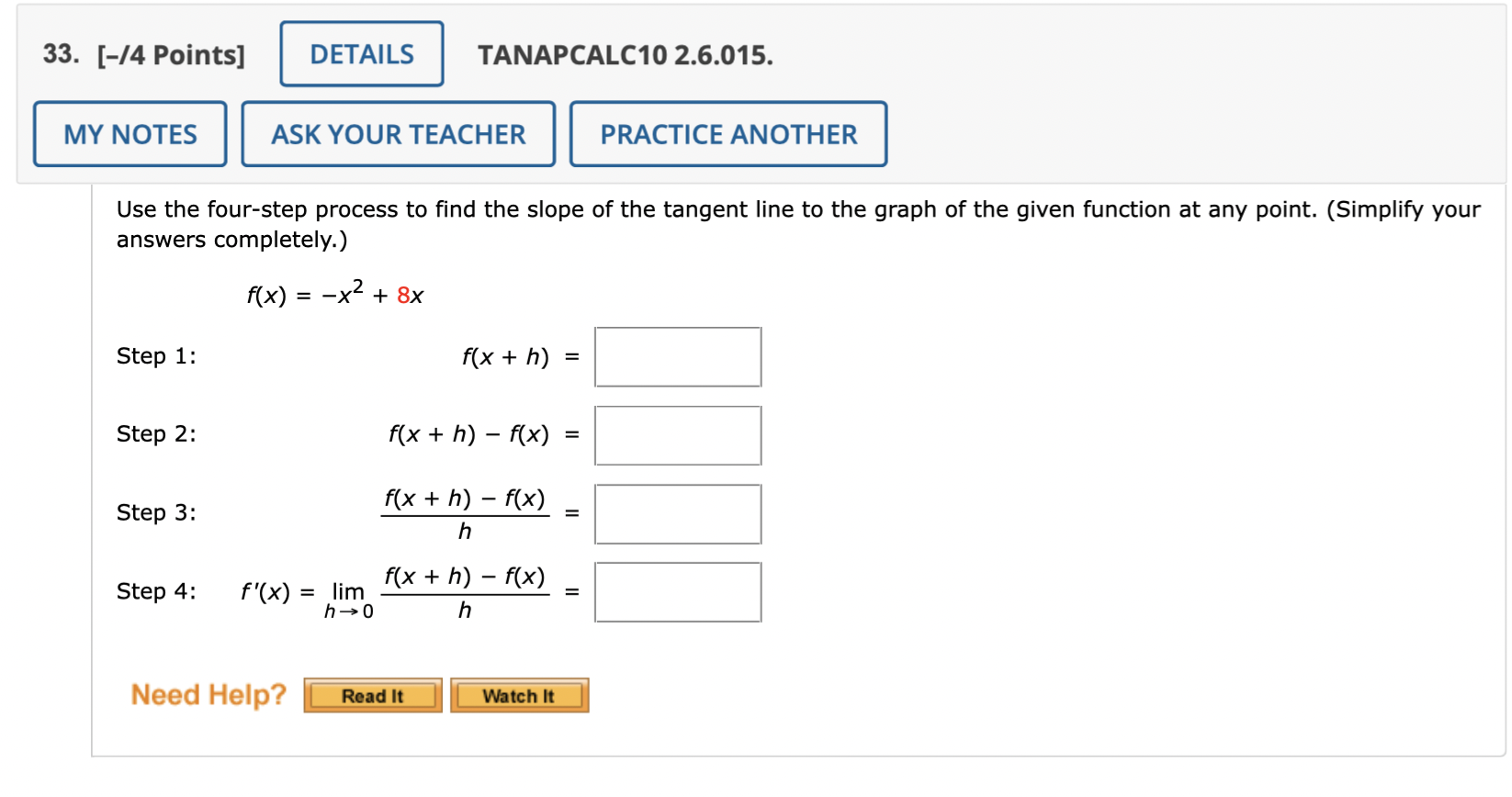 Solved 29. [-/1 Points] DETAILS TANAPCALC10 2.5.074. MY | Chegg.com