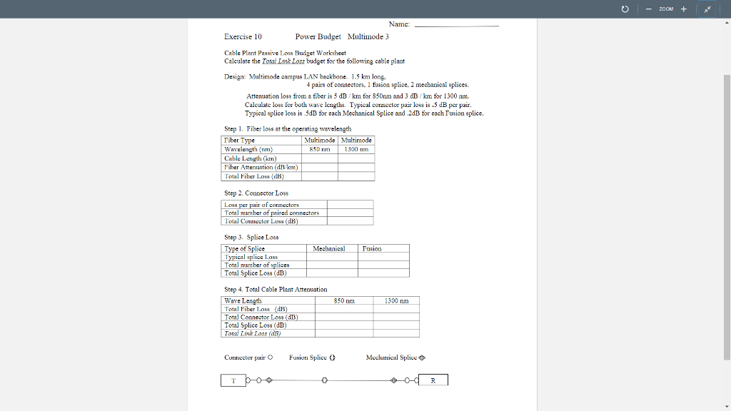 Solved Calculate the Total Link Loss budget for the | Chegg.com