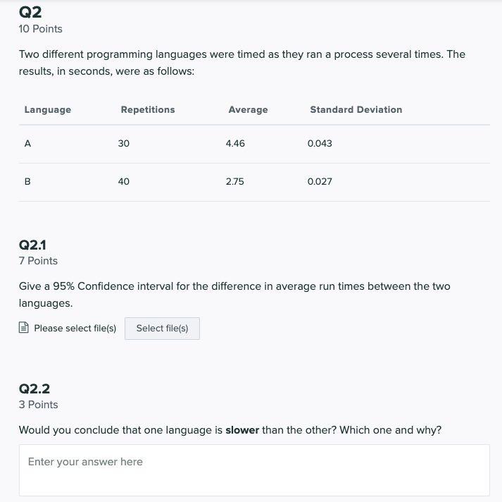 Solved Q2 10 Points Two different programming languages were | Chegg.com