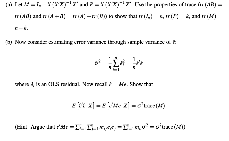 Solved Throughout the problem, assume that the errors {ei} | Chegg.com