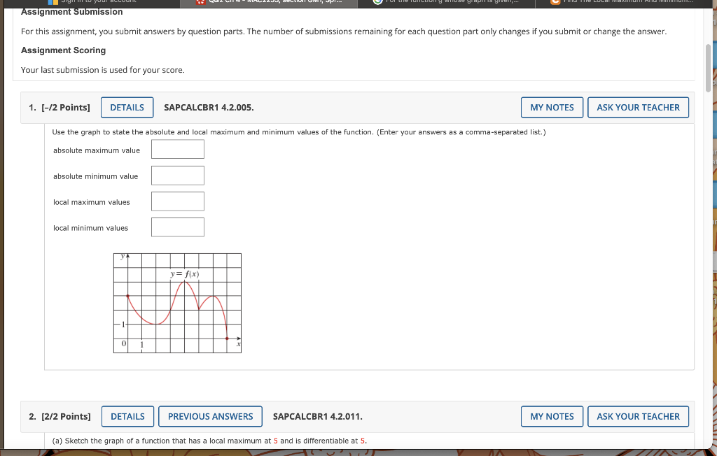 Solved Use the graph to state the absolute and local maximum | Chegg.com