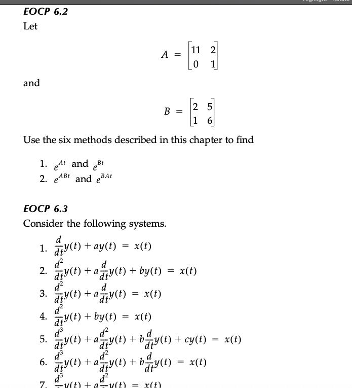 Solved 6.9 End-of-Chapter Problems EOCP 6.1 Consider the | Chegg.com