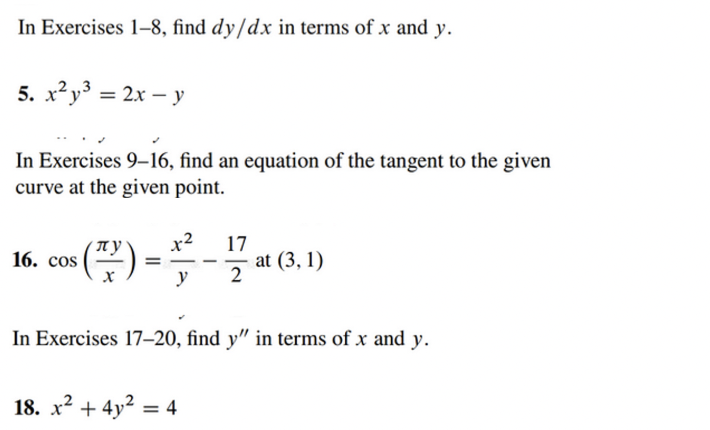 Solved In Exercises 1-8, find dy/dx in terms of x and y. 5. | Chegg.com