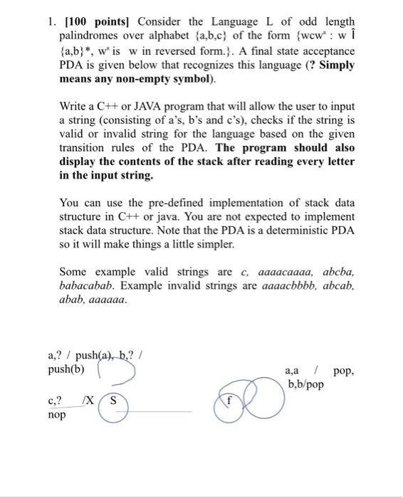 Solved 1. [100 points] Consider the Language L of odd length | Chegg.com