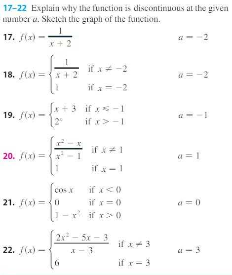 Solved 17-22 Explain why the function is discontinuous at | Chegg.com