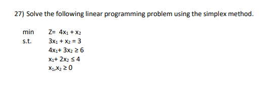 Solved 27) Solve the following linear programming problem | Chegg.com