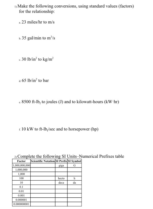 Solved n)Make the following conversions, using standard | Chegg.com