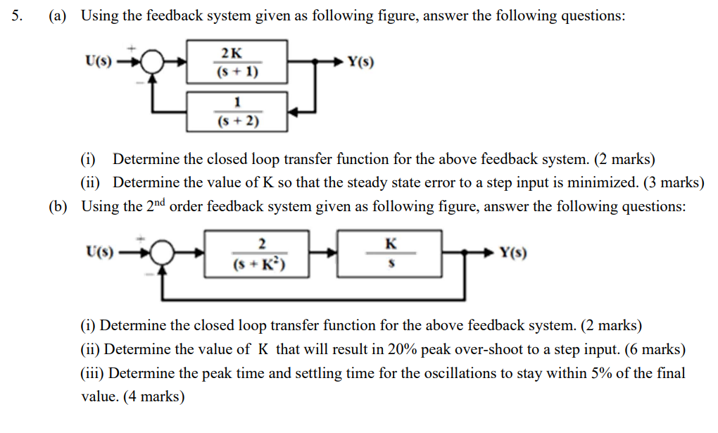 Solved 5. (a) Using the feedback system given as following | Chegg.com