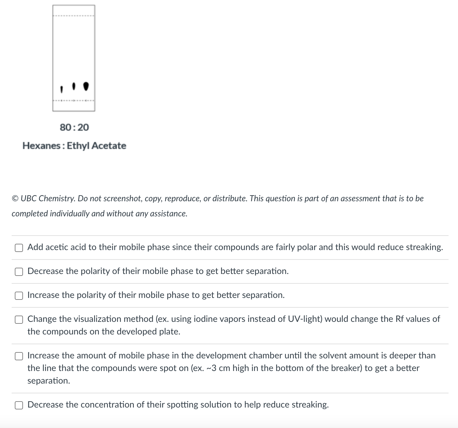 Solved A student performed a TLC analysis of 3 different | Chegg.com