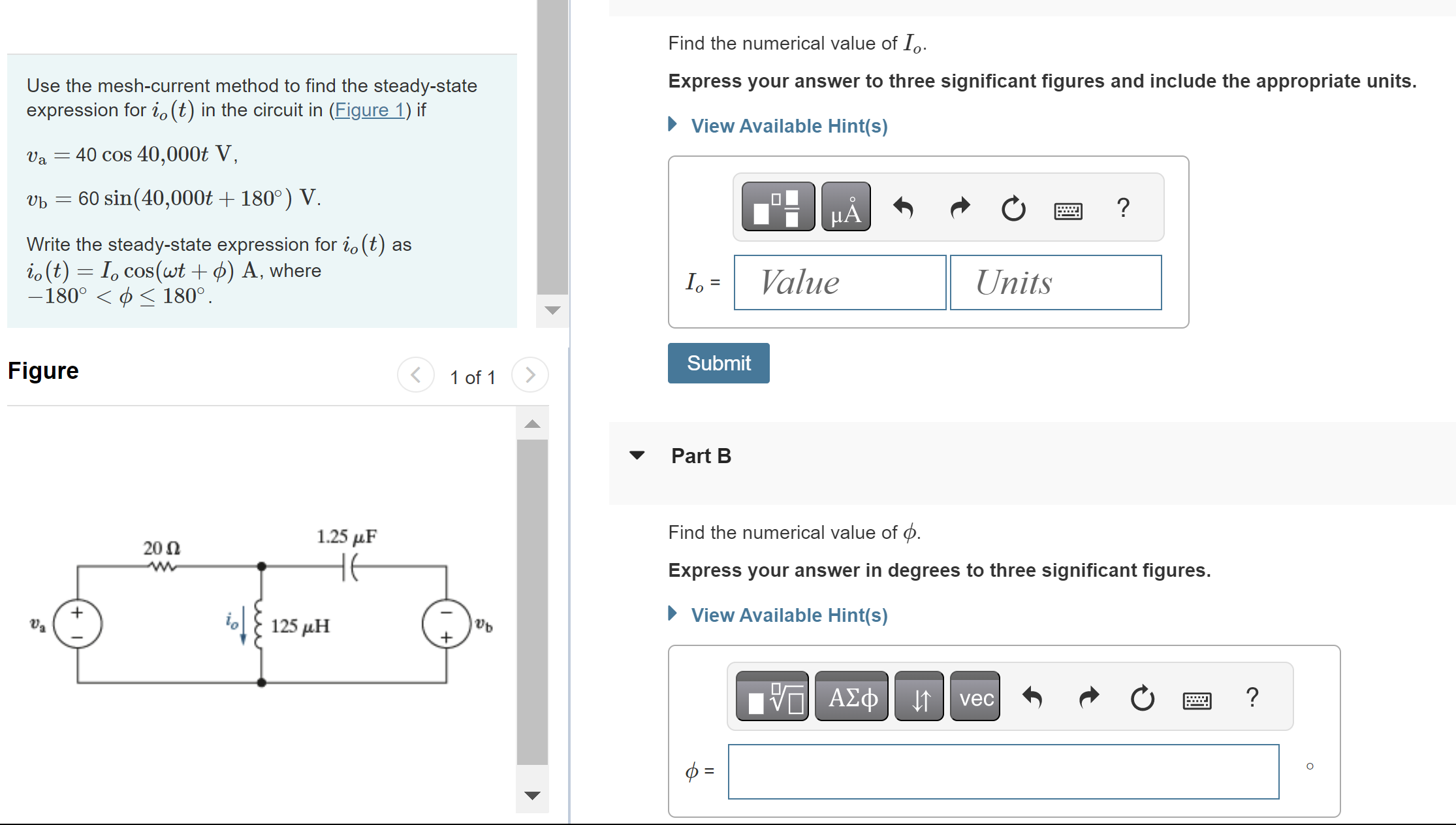Solved Find the numerical value of I0. Use the mesh-current | Chegg.com