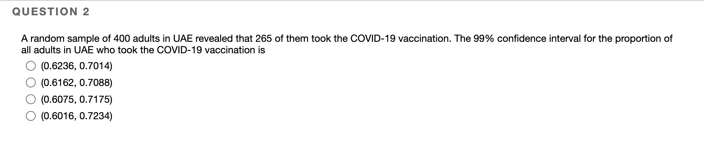 Solved QUESTION 2 A random sample of 400 adults in UAE | Chegg.com