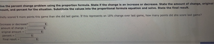 Solved 1. Solve the percent change problem using the | Chegg.com