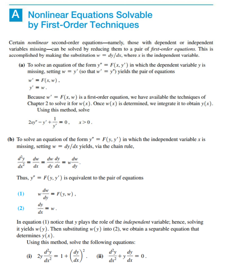Solved A Nonlinear Equations Solvable by First-Order | Chegg.com