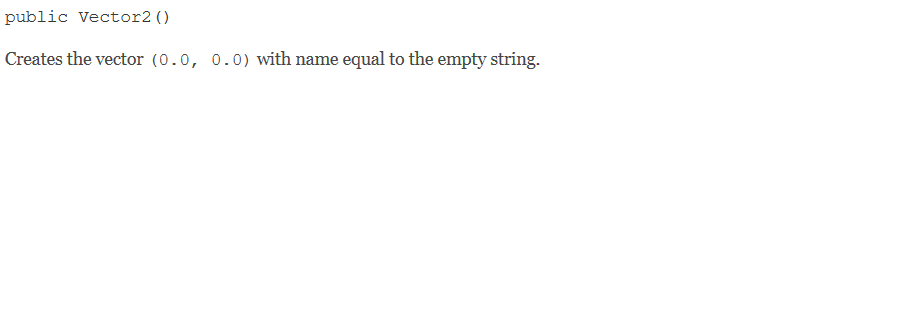 Solved public Vector2() Creates the vector (0.0, 0.0) with | Chegg.com