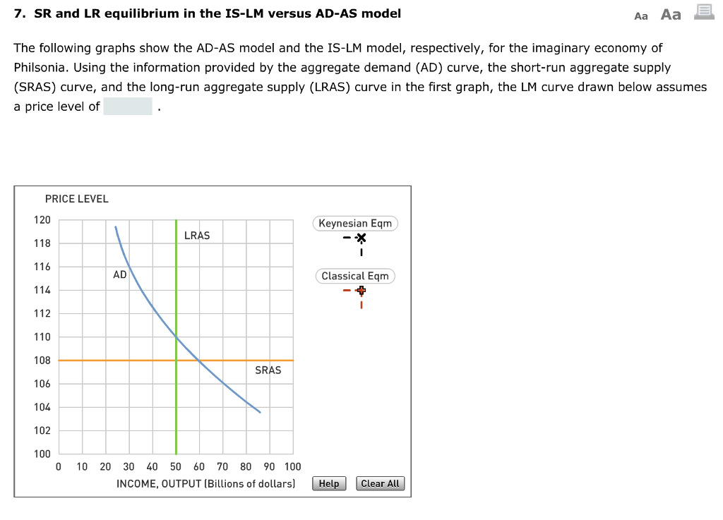 Solved 7. SR and LR equilibrium in the IS-LM versus AD-AS | Chegg.com