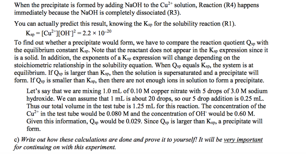 Solved When the precipitate is formed by adding NaOH to the | Chegg.com