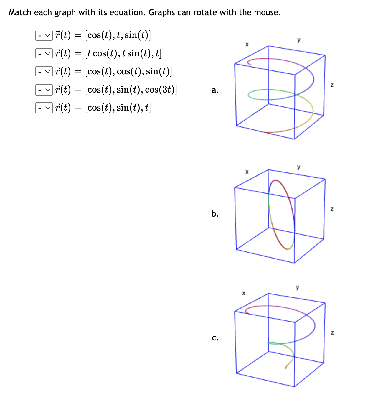 Solved Match each graph with its equation. Graphs can rotate | Chegg.com