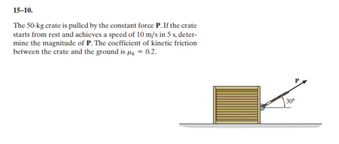 Solved The 50-kg crate is pulled by the constant force P. If | Chegg.com