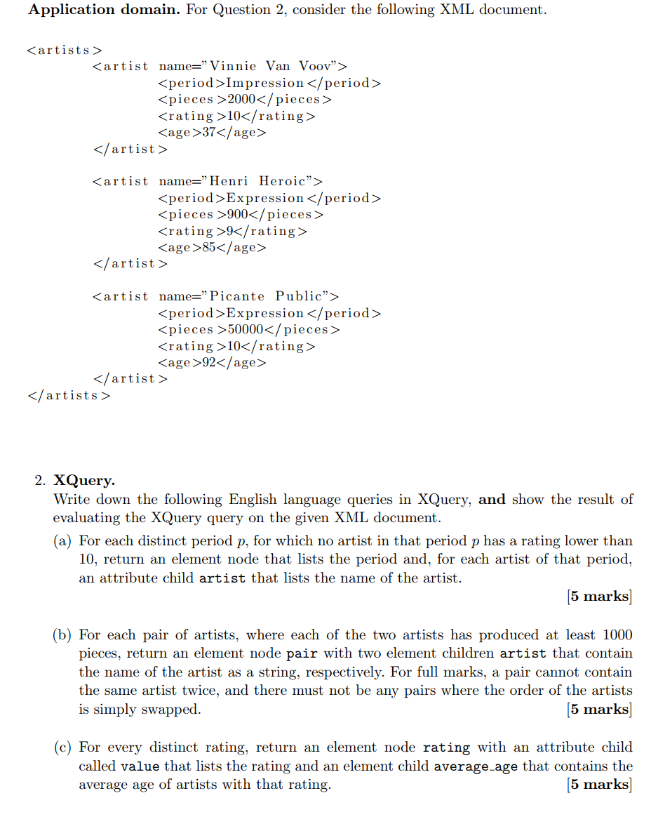 Solved Application domain. For Question 2, consider the | Chegg.com